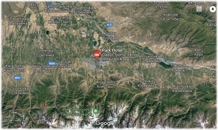 Bishkek Map Zoom with Mountains – Silk Road Research