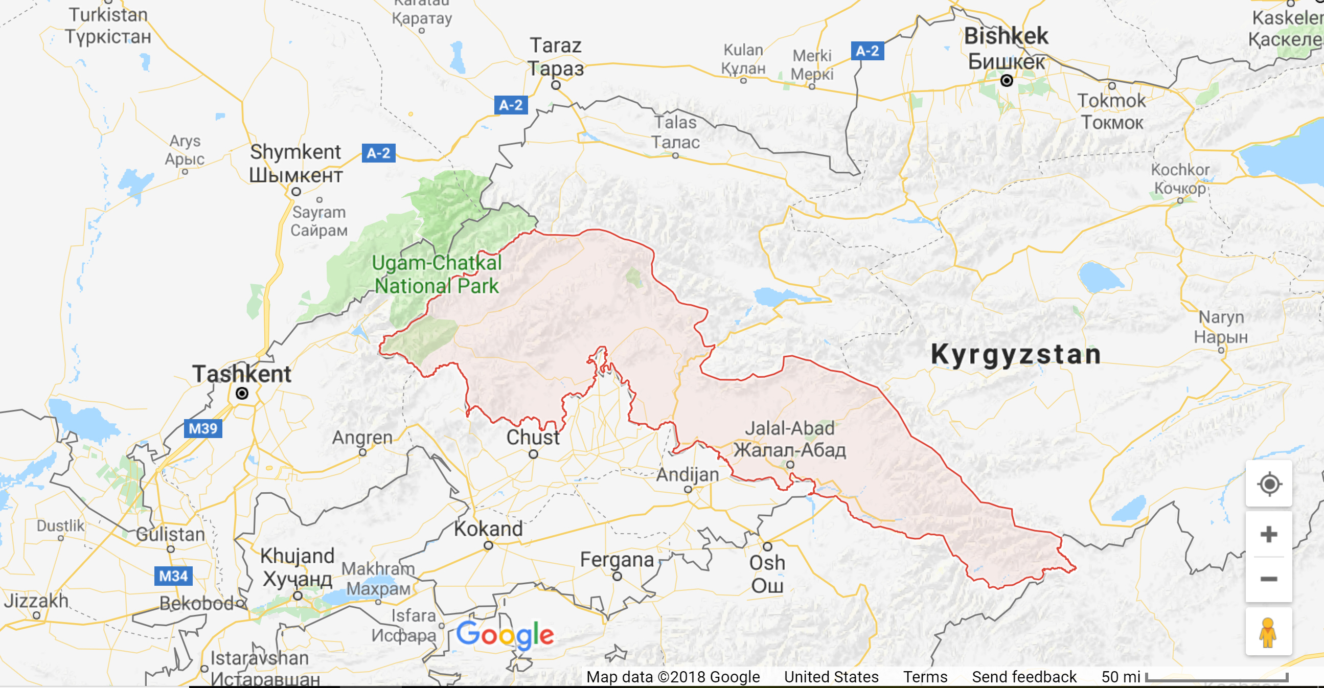 Jalal-Abad Google Map – Silk Road Research